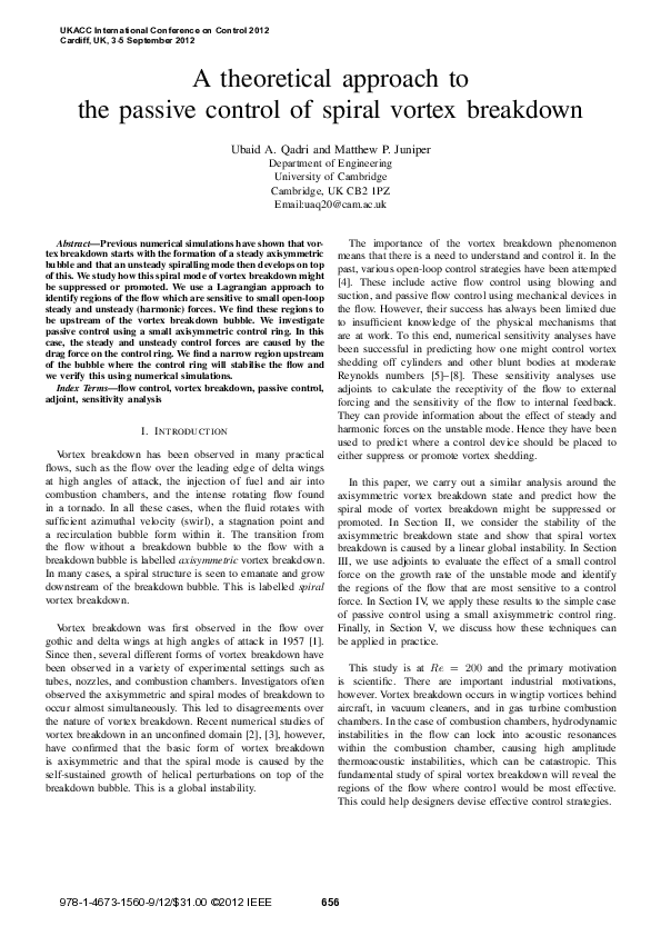 (PDF) A theoretical approach to the passive control of spiral vortex ...