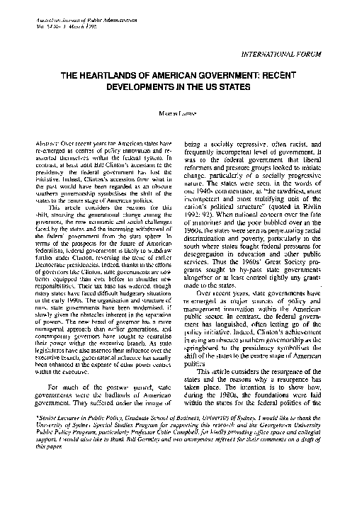 (PDF) The Heartlands of American Government: Recent Developments in the ...