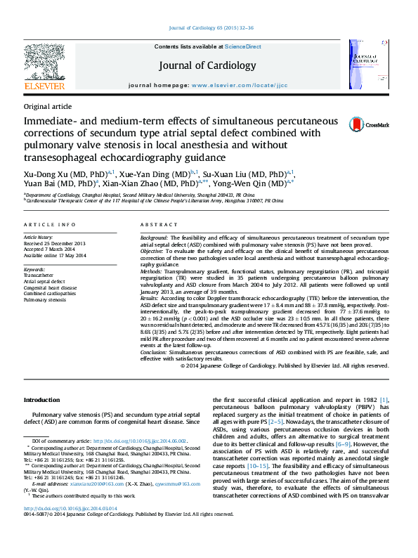 (PDF) Percutaneous ASD-PS Correction Outcomes in Patients