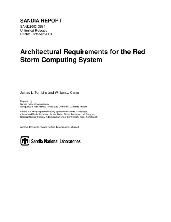 (PDF) Architectural requirements for the Red Storm computing system ...