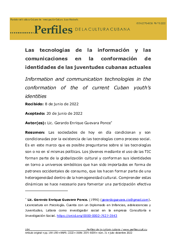 (PDF) Las tecnologías de la información y las comunicaciones en la conformación de identidades ...