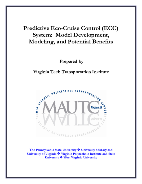 (PDF) Predictive Eco-Cruise Control (ECC) System: Model Development ...