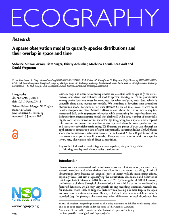 (PDF) A sparse observation model to quantify species distributions and their overlap in space ...
