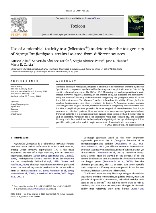 (PDF) Use of a microbial toxicity test (Microtox®) to determine the ...