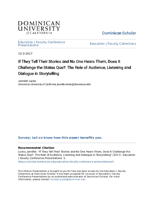(PDF) If They Tell Their Stories and No One Hears Them, Does It ...