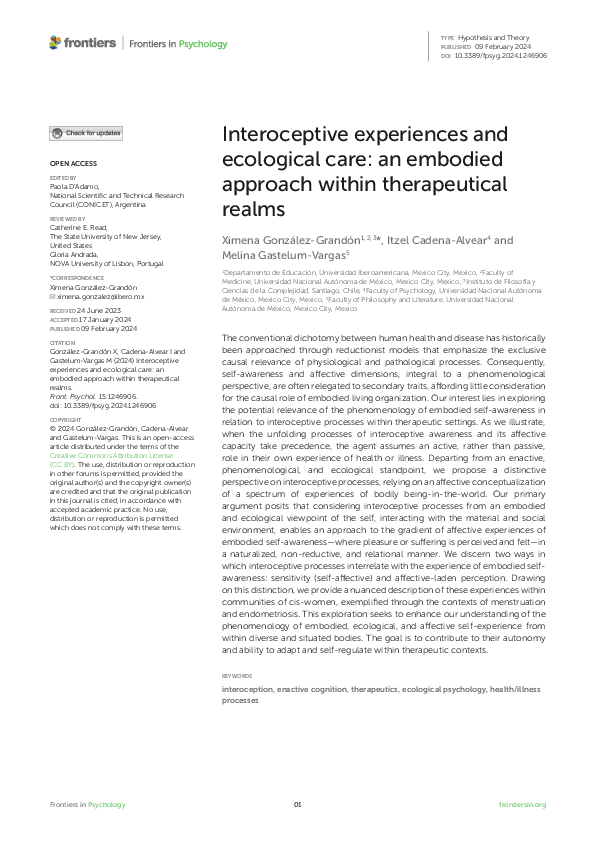 (PDF) Interoceptive experiences and ecological care: an embodied approach within therapeutical ...