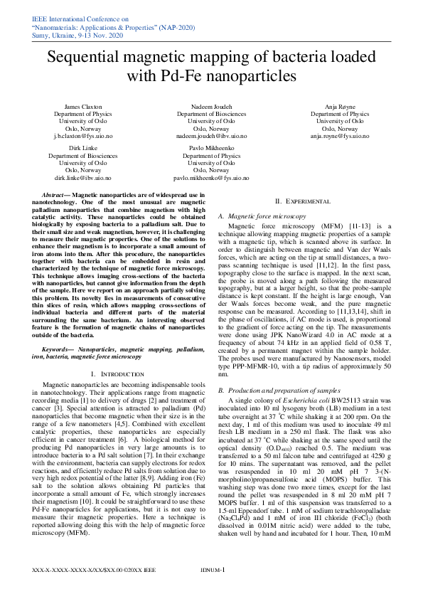 (PDF) Sequential Magnetic Mapping of Bacteria Loaded with Pd-Fe ...