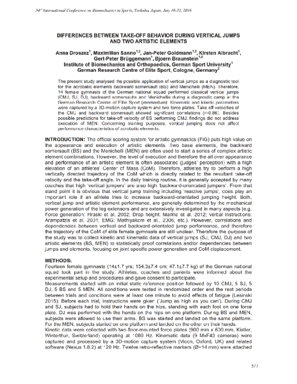 (PDF) Differences Between Take-Off Behavior During Vertical Jumps and ...