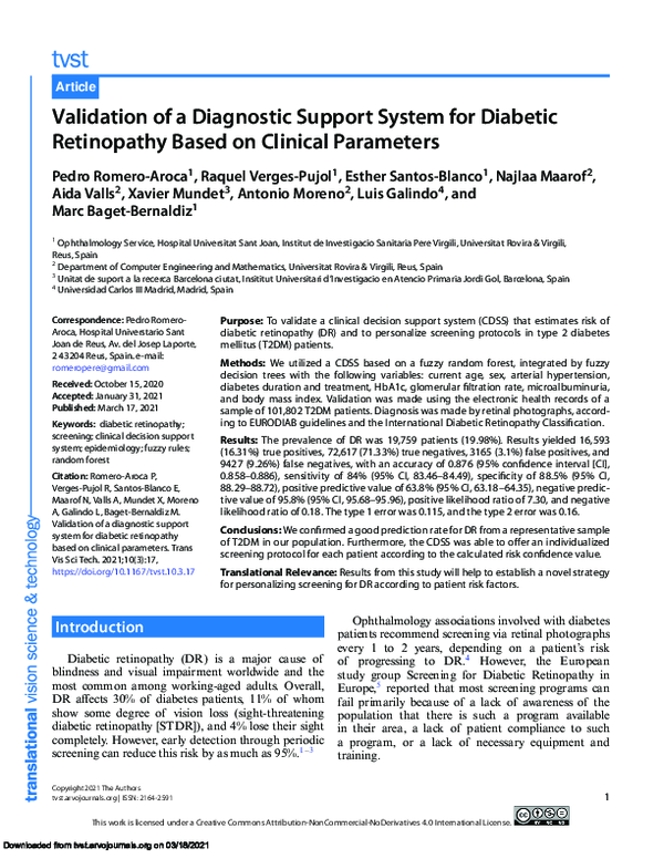 (PDF) Validation of a Diagnostic Support System for Diabetic ...
