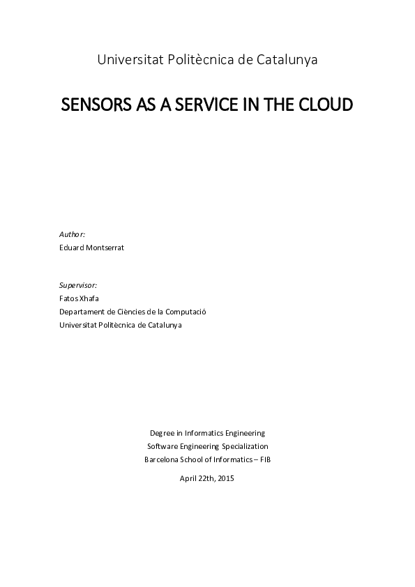 (PDF) Sensors as a Service in the Cloud