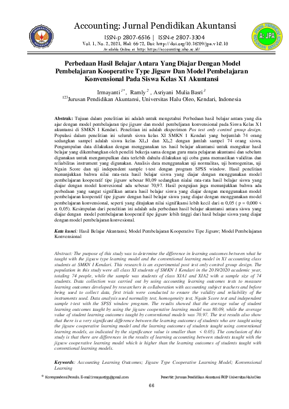 (PDF) Perbedaan Hasil Belajar Antara Yang Diajar Dengan Model Pembelajaran Kooperative Type ...