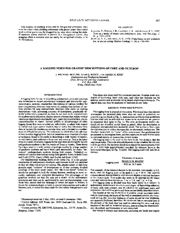 (PDF) A logging form for graphic descriptions of core and outcrop