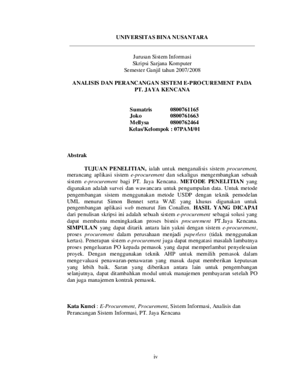 (PDF) Analisis Dan Perancangan Sistem E-Procurement Pada Pt. Jaya Kencana