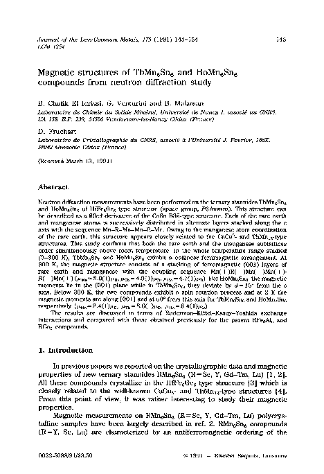 (PDF) Magnetic structures of TbMn6Sn6 and HoMn6Sn6 compounds from ...