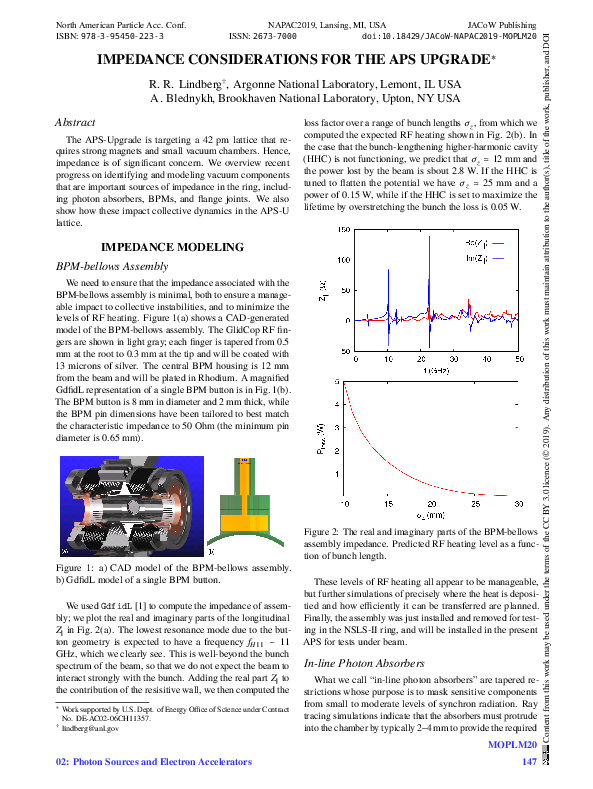 (PDF) Impedance Considerations for the APS Upgrade