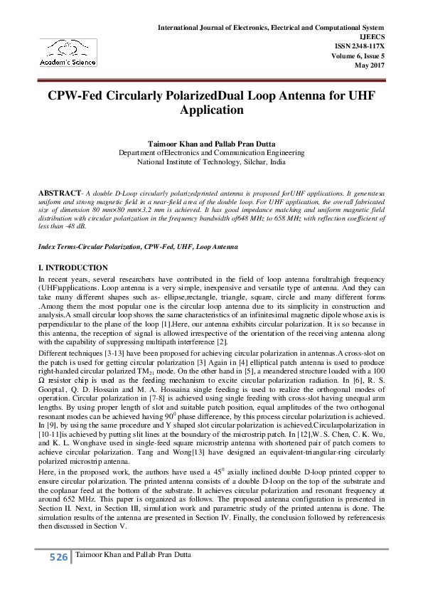 (PDF) 526 CPW-Fed Circularly PolarizedDual Loop Antenna for UHF ...