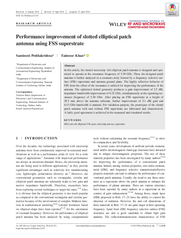 (PDF) Performance improvement of slotted elliptical patch antenna using ...