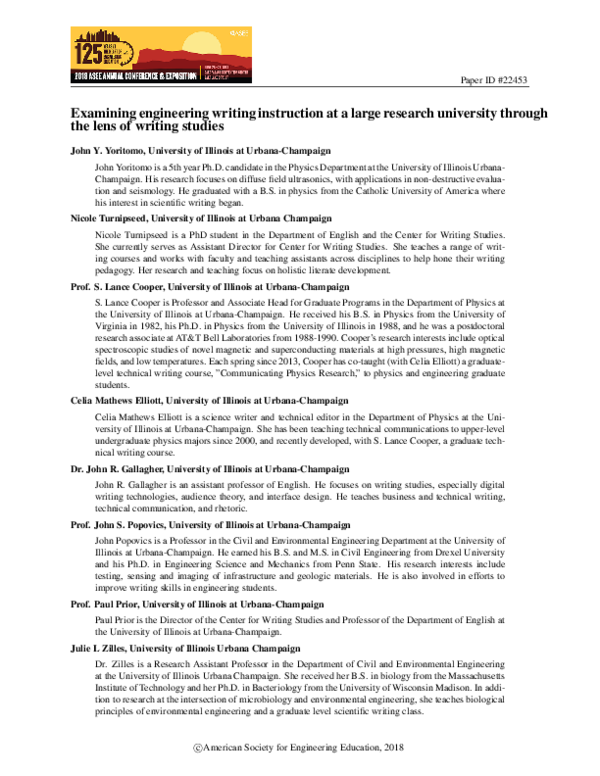 (PDF) Examining engineering writing instruction at a large research ...