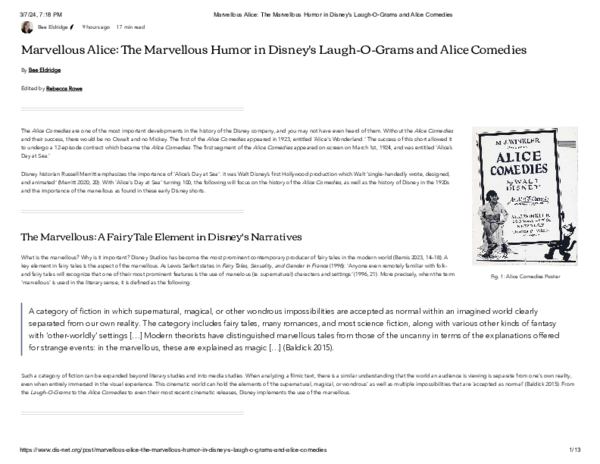 (PDF) Marvellous Alice: The Marvellous Humor in Disney's Laugh-O-Grams ...