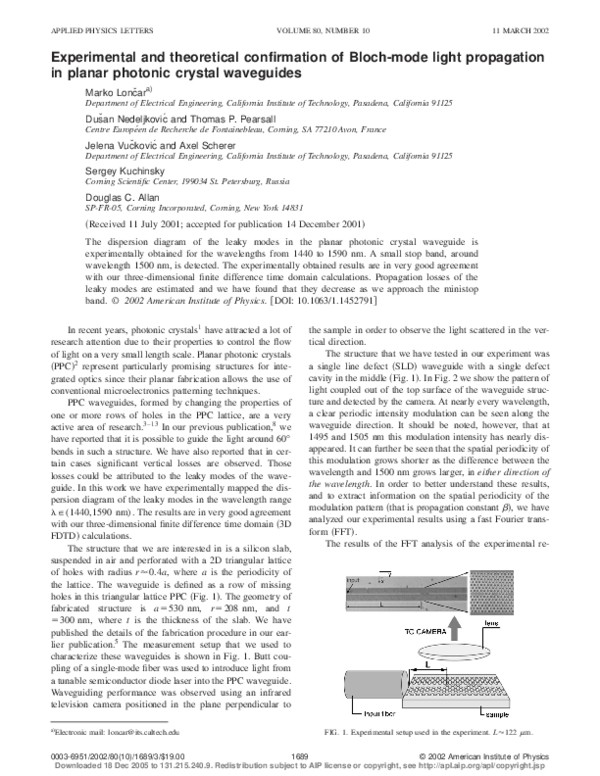 (PDF) Bloch-mode Light in Photonic Crystal Waveguides