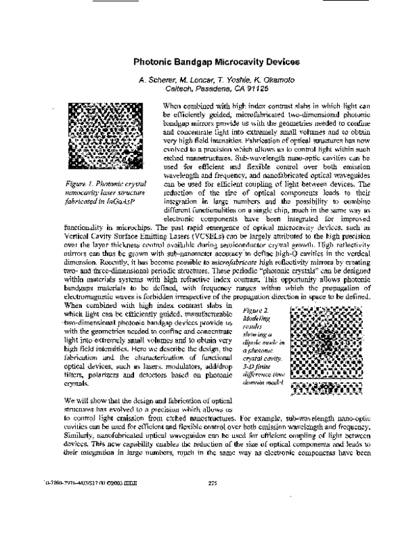 (PDF) Photonic bandgap microcavity devices