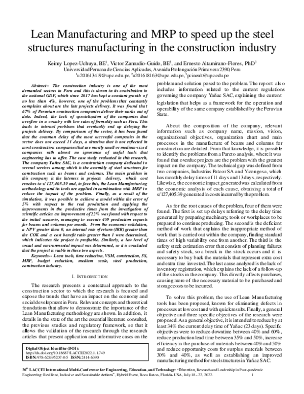 (PDF) Lean Manufacturing and MRP to streamline the production of metal ...