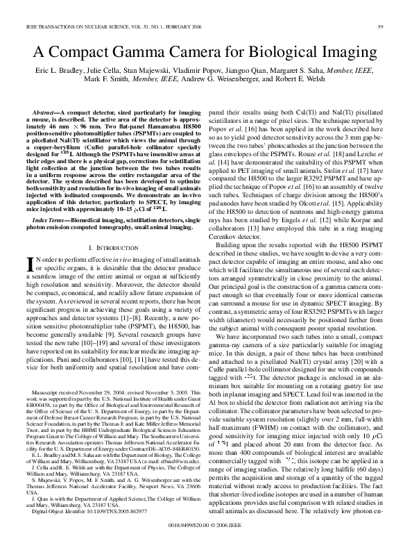 (PDF) A compact gamma camera for biological imaging