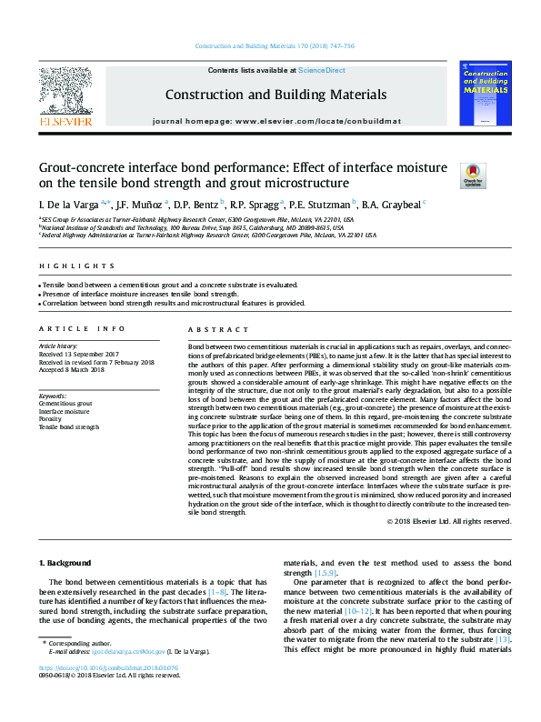 (PDF) Grout-concrete interface bond performance: Effect of interface ...