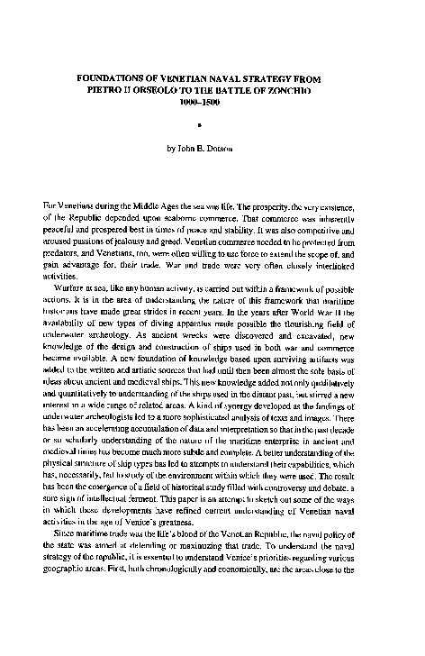 (PDF) Foundations of Venetian Naval Strategy From Pietro II Orseolo to ...