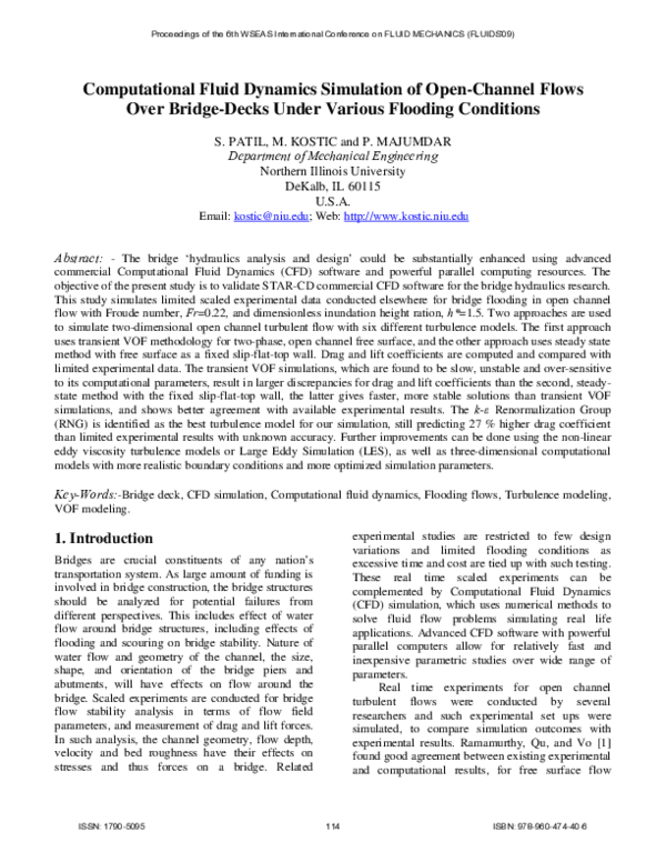 (PDF) Computational fluid dynamics simulation of open-channel flows over bridge-decks under ...