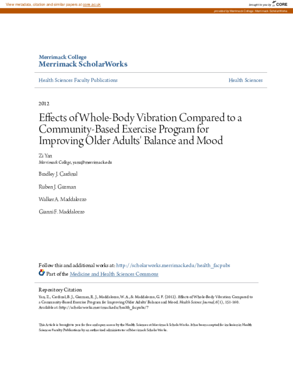 (PDF) Whole-Body Vibration vs. Exercise in Older Adults