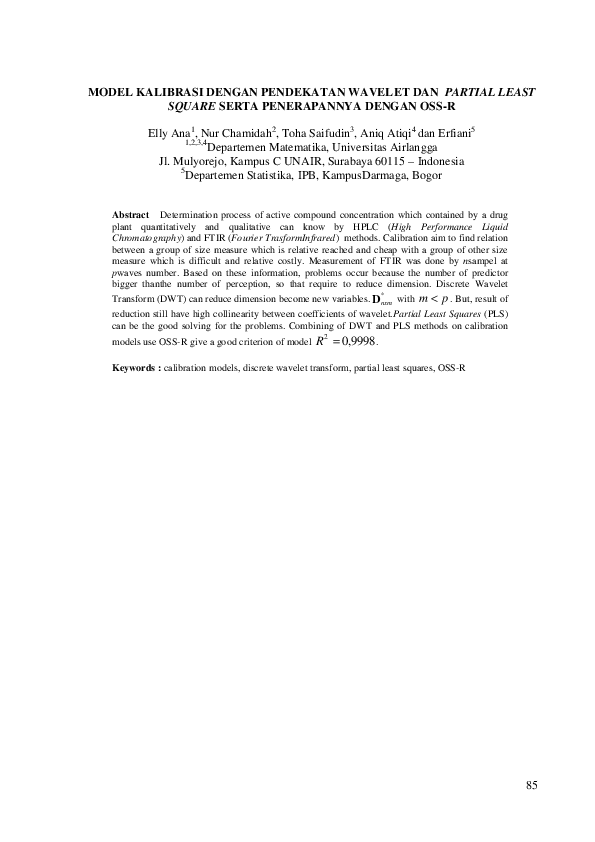 (PDF) Model Kalibrasi Dengan Pendekatan Wavelet Dan Partial Least Square Serta Penerapannya ...