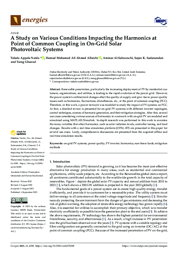 (PDF) A Study on Various Conditions Impacting the Harmonics at Point of ...