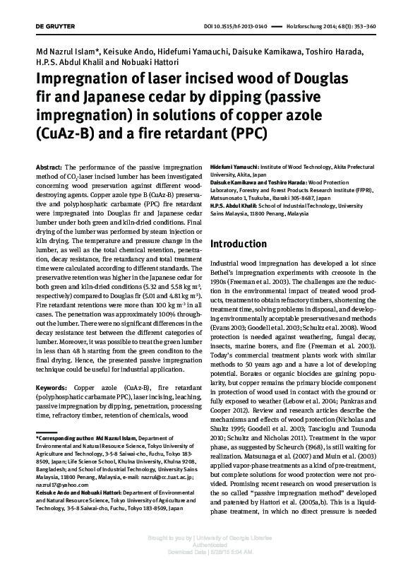 (PDF) Impregnation of laser incised wood of Douglas fir and Japanese ...
