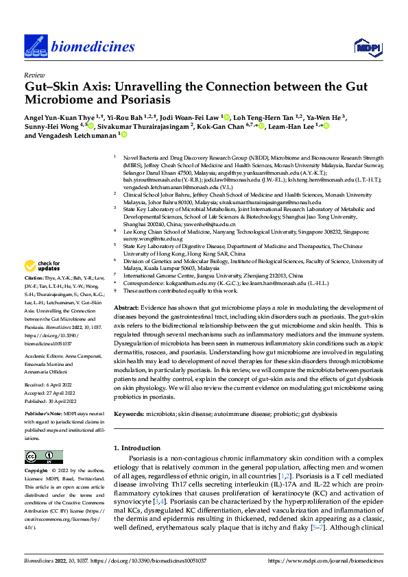(PDF) Gut–Skin Axis: Unravelling the Connection between the Gut Microbiome and Psoriasis