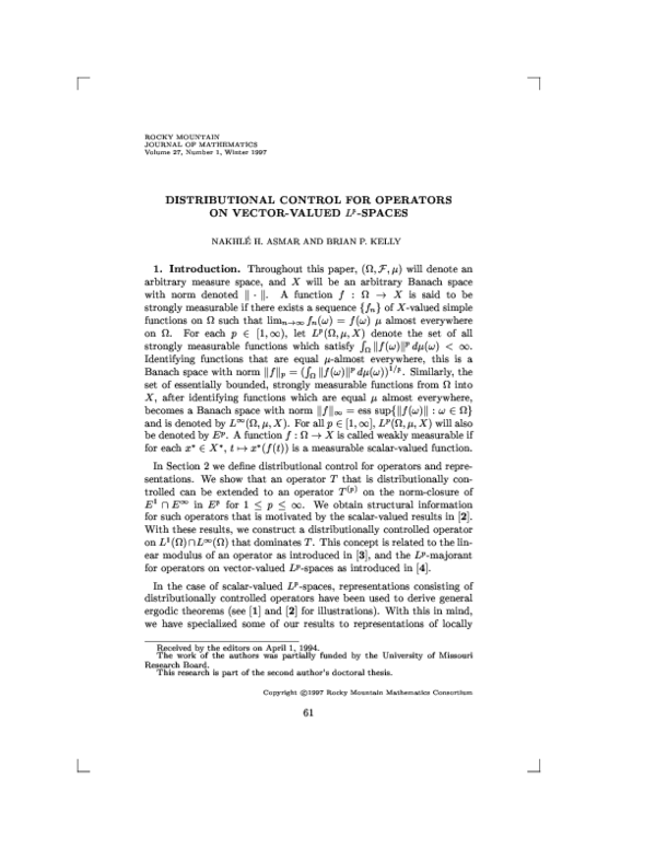 (PDF) Distributional Control for Operators on Vector-Valued $L^p$-Spaces