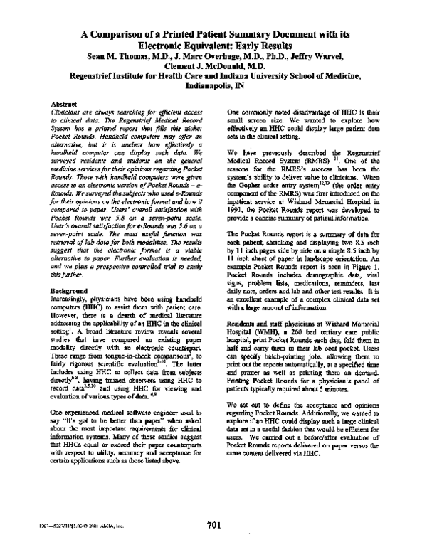 (PDF) A comparison of a printed patient summary document with its ...