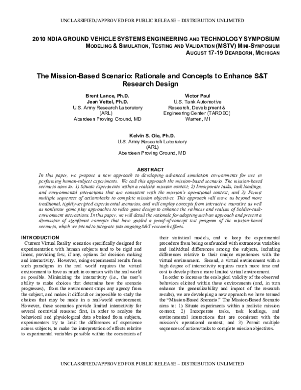 (PDF) The Mission-based Scenario: Rationale and Concepts to Enhance S&T ...