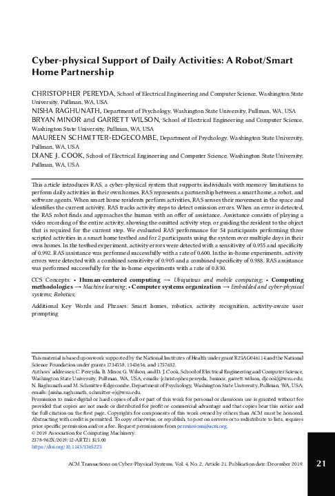 (PDF) Cyber-physical Support of Daily Activities