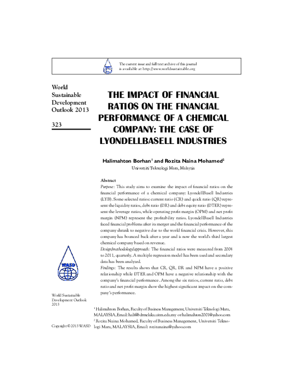 (PDF) The impact of financial ratios on the financial performance of a ...