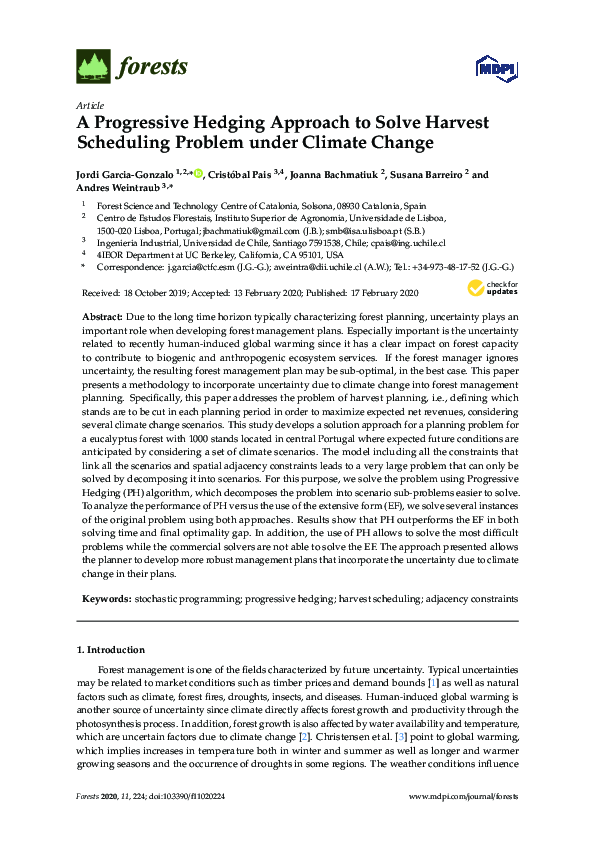 (PDF) A Progressive Hedging Approach to Solve Harvest Scheduling Problem under Climate Change ...