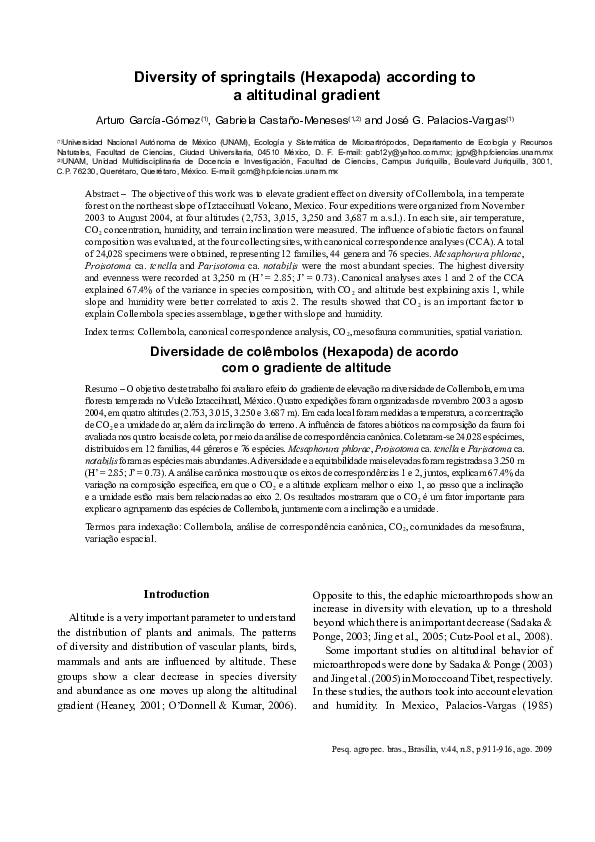 (PDF) Diversity of springtails (Hexapoda) according to a altitudinal ...