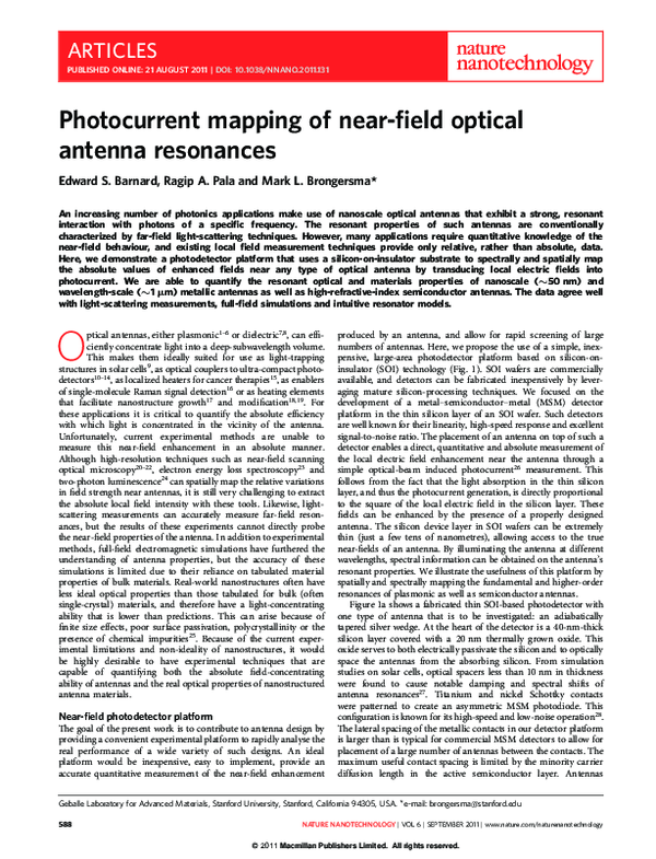 (PDF) Photocurrent mapping of near-field optical antenna resonances | Ragip Pala - Academia.edu