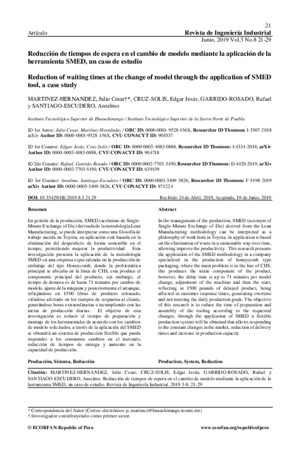 (PDF) Reducción de tiempos de espera en el cambio de modelo mediante la ...