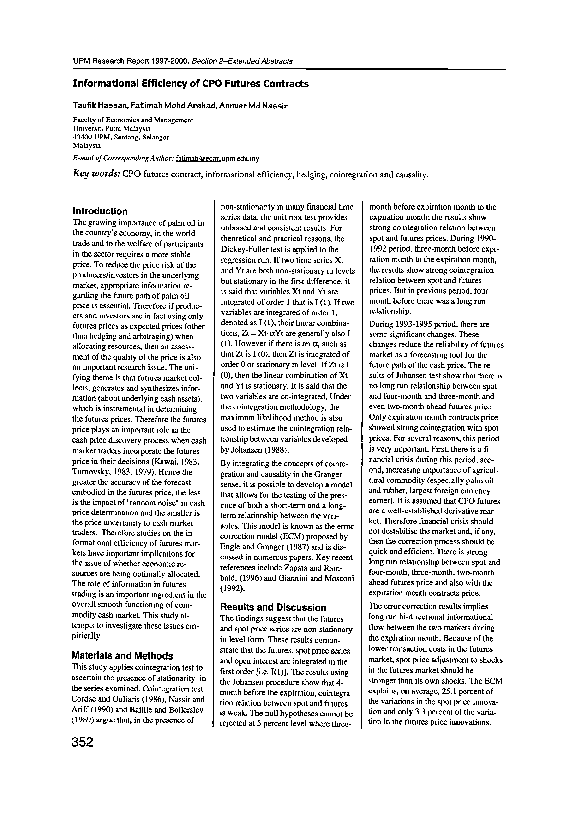 (PDF) Informational efficiency of CPO futures contracts | Fatimah ...