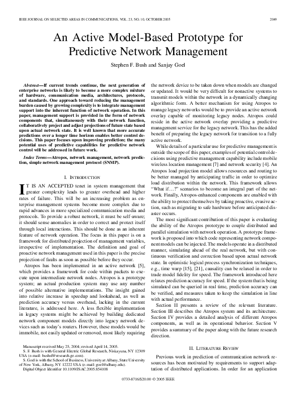 (PDF) An active model-based prototype for predictive network management