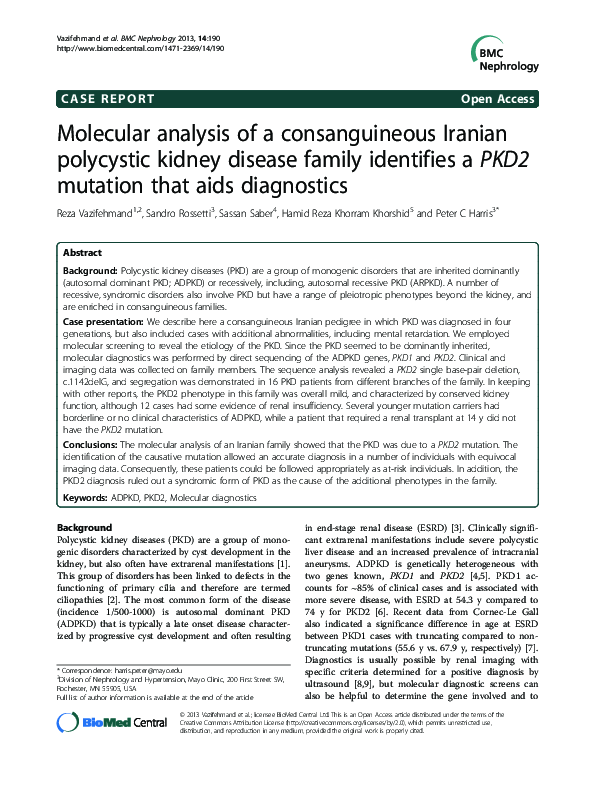 (PDF) Molecular analysis of a consanguineous Iranian polycystic kidney ...