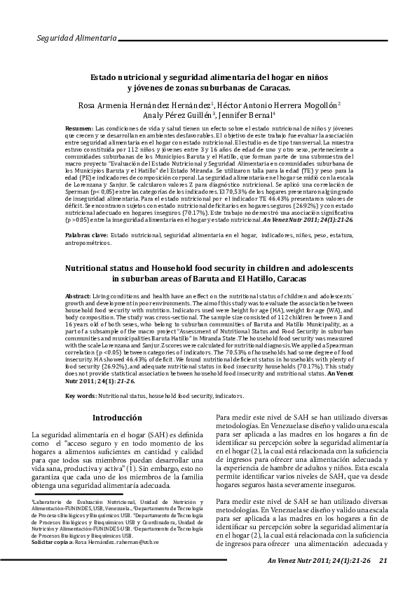 (PDF) Nutritional status and Household food security in children and ...