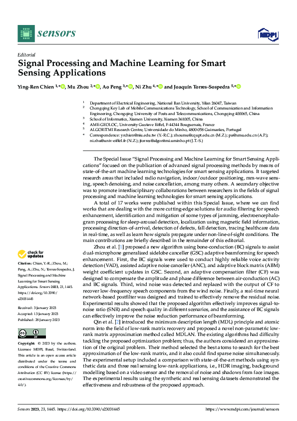 (PDF) Signal Processing and Machine Learning for Smart Sensing Applications