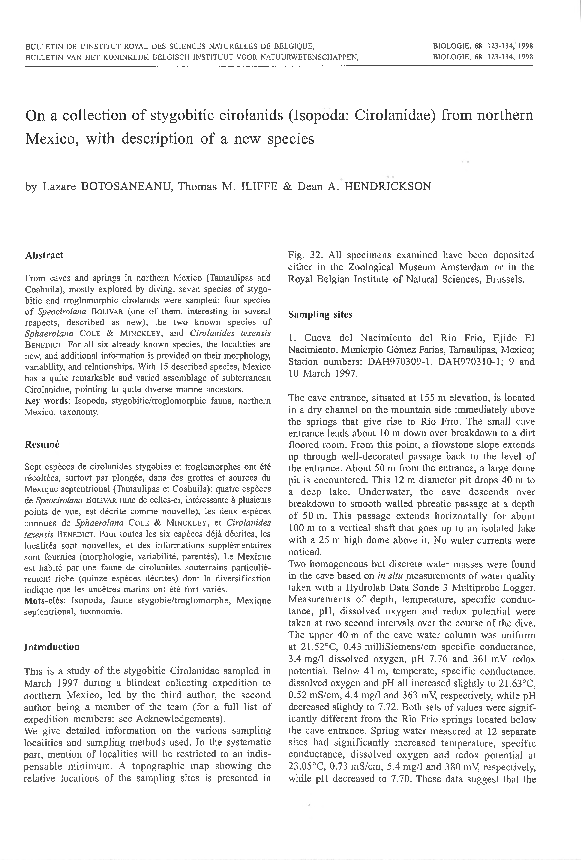 (PDF) On a collection of stygobitic cirolanids (Isopoda: Cirolanidae ...